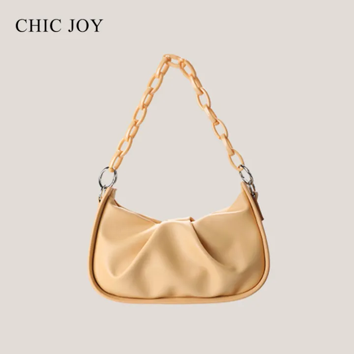 Cjoy กระเป๋าสะพาย ผู้หญิง ใหม่ห่วงโซ่กระเป๋าใต้วงแขนแฟชั่นกระเป๋าสะพายข้างจีบถุงเมฆขนาดเล็ก ...
