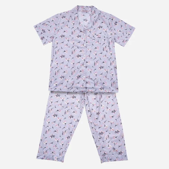 Baleno Sleepwear Pajama Set Floral print in Light Green | Lazada PH