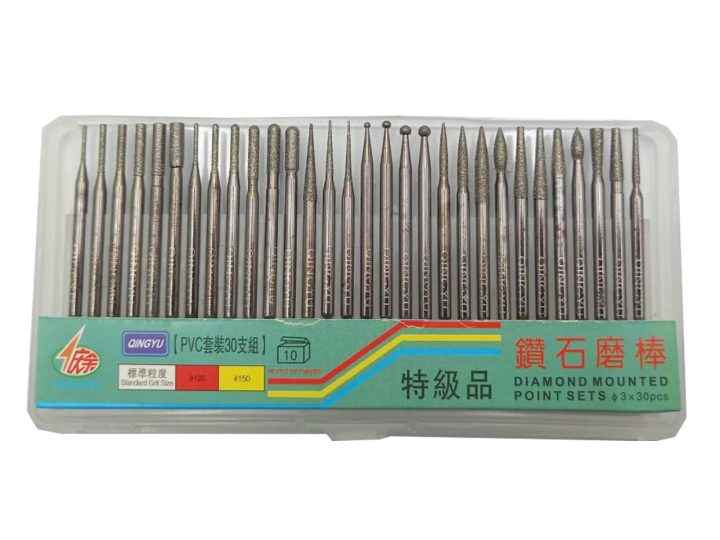 หัวเจียรเพชร (Diamond Mounted Points Sets) ขนาดก้าน 3 มิล ชุด 30 ชิ้น ...