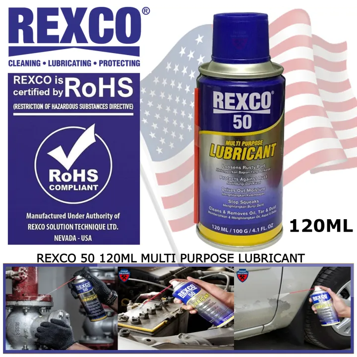REXCO 50 120ml Multi Use & Multi purpose Lubricant Pelincir Spray ...