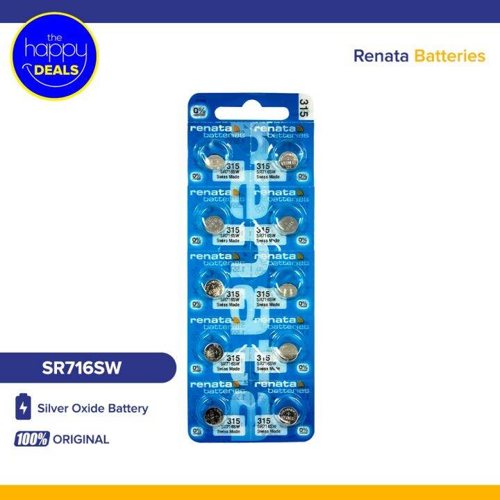 ♩Renata 315 (SR716SW) Watch Batteries Pack of 10 | Lazada PH