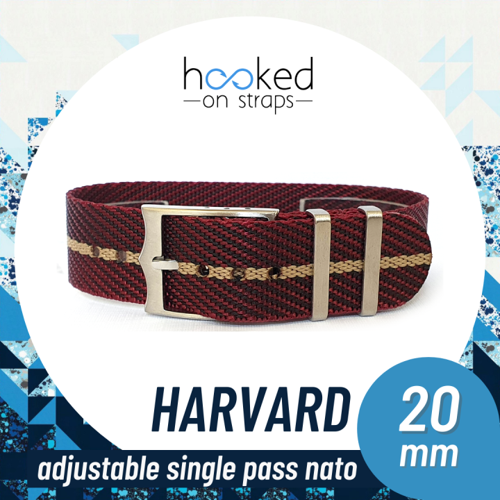 20mm Adjustable Single Pass Nato Watch Strap - Harvard | Black Red ...