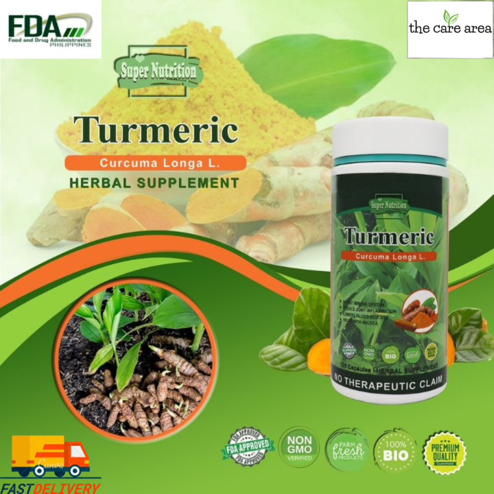 Super Nutrition Turmeric Supplement 100 Capsules x 500mg Bottle ...