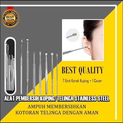 PROMO korek kuping stainless isi 8 alat pembersih kotoran telinga ...