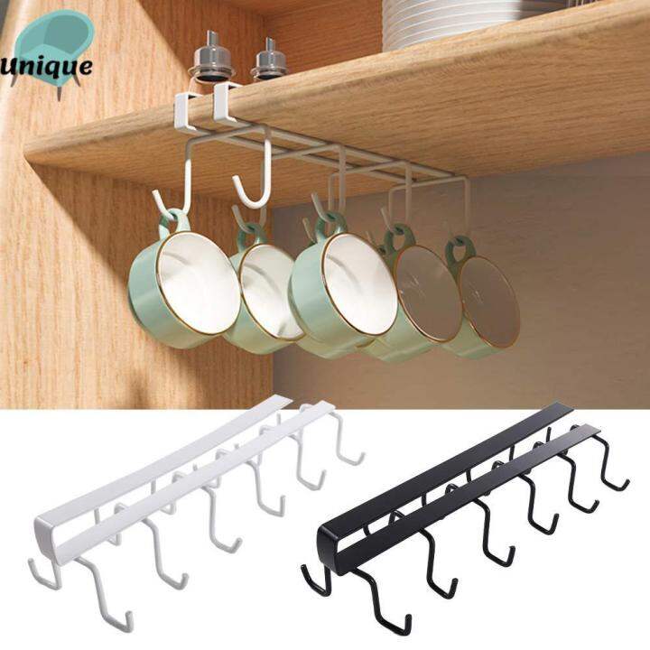 UNQCSA 1ชิ้น ประหยัดพื้นที่ สำหรับตู้, ห้องครัว, บาร์ ที่เก็บของ สองแถว หมัดฟรี ตะขอตู้ ที่วาง ...