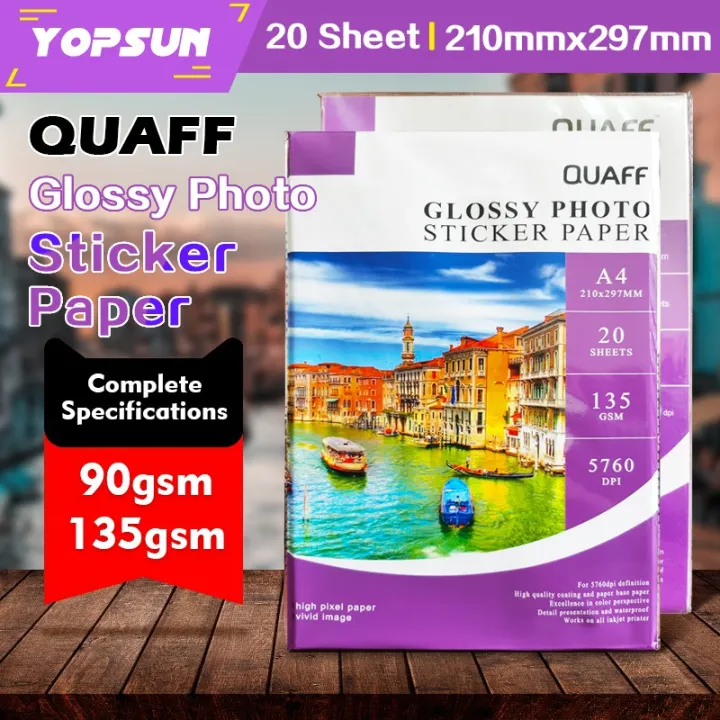 Quaff Glossy Photo Sticker Paper 135/90 gsm A4 Size 20 Sheets | Lazada PH