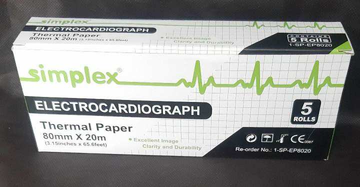 ECG ELECTROCARDIOGRAPH THERMAL PAPER (SIMPLEX) SOLD 5-ROLLS/BOX ...