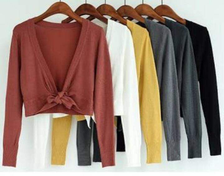 CROP TOP RAJUT WANITA || CARDY CROP OUTER - kardigan crop rajut - cardi ...