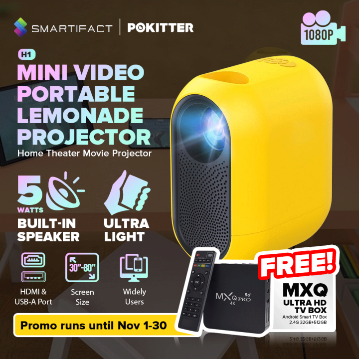 Pokitter H1 1080P Mini Lemonade Projector Video Portable Projector with ...