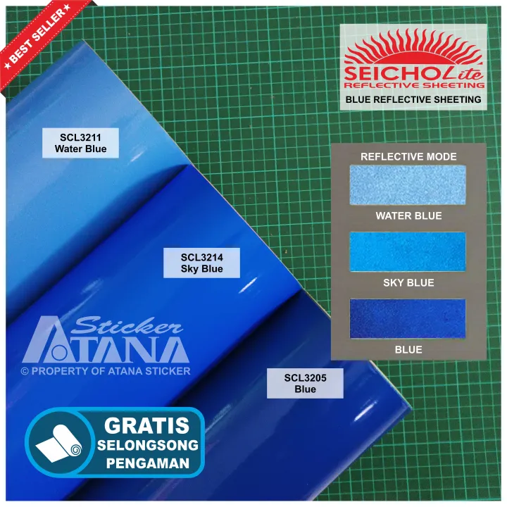 Bahan Stiker Cutting Biru Skotlet Reflektif Fosfor Blue Seicholite ...