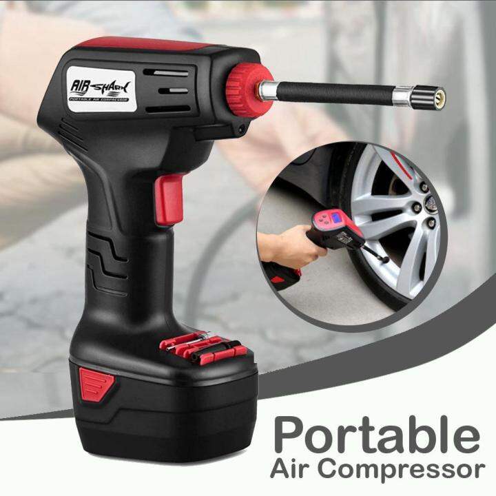 Air Shark Wireless Rechargeable Portable Air CompressorWith Light ...
