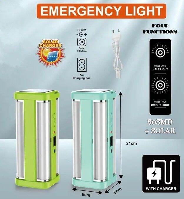 Lampu Emergency Led 4 Sisi 40 Watt Tenaga Surya Lampu Darurat Push On ...