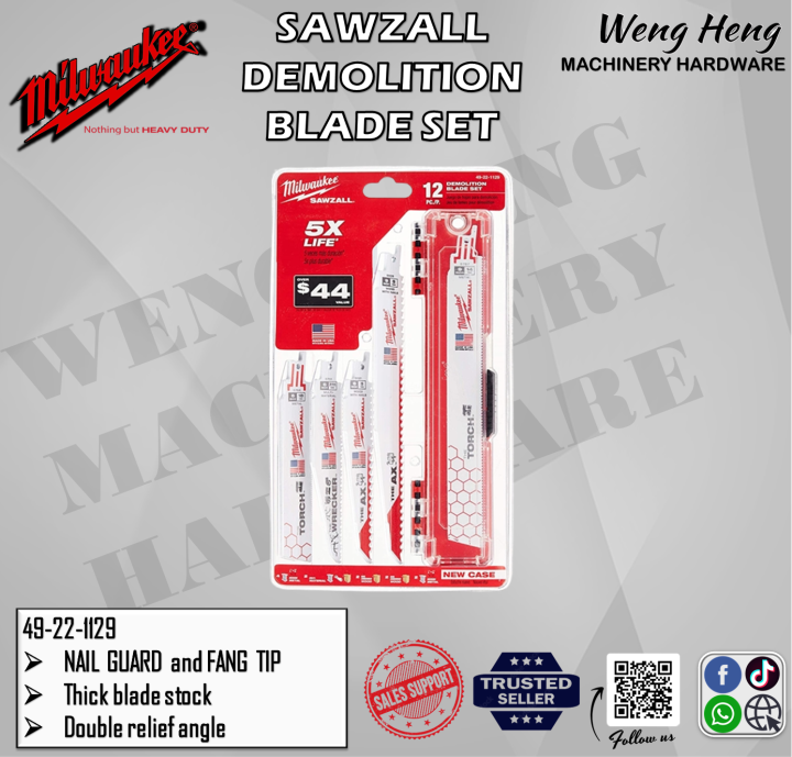 100% Genuine Milwaukee Sawzall Reciprocating Demolition Blade Set 12 ...