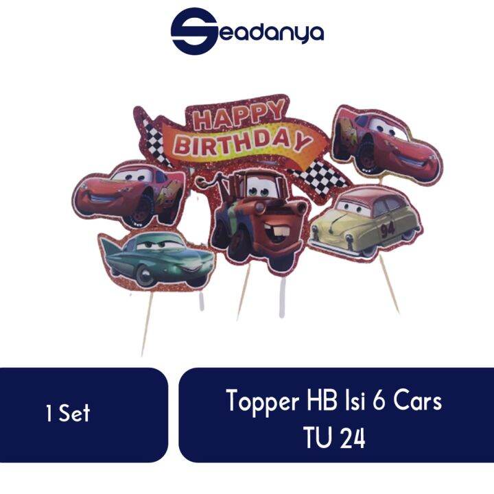 Topper HB Isi 6 Cars TU 24/Topper Cake/Topper Kue/Hiasan Kue/Hiasan ...