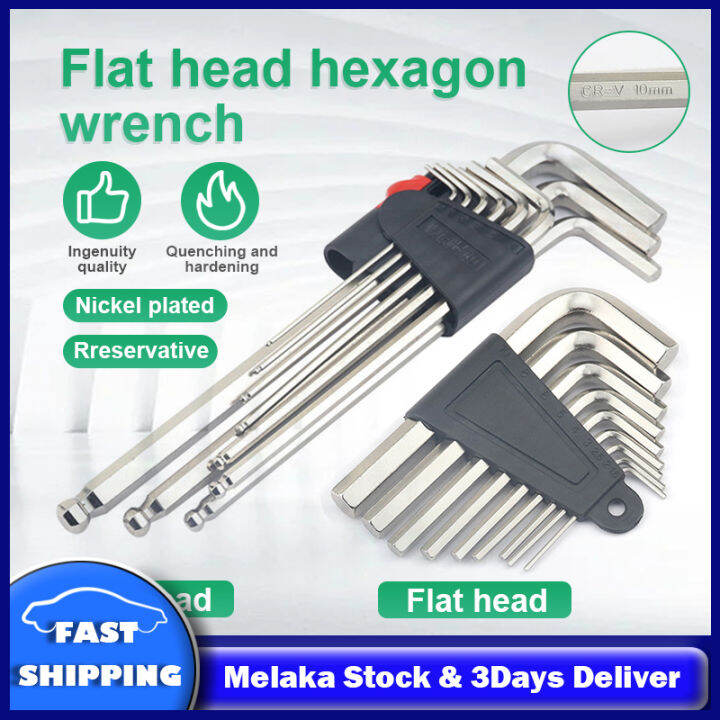 9pcs Hexagon Wrench Set Ball Head Flat Head L-Shaped Allen Hexagon ...