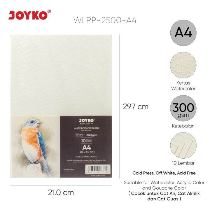 Watercolor Paper A4 Joyko WLPP-2500 Kertas Cat Air 300 gsm 10 Sheets ...