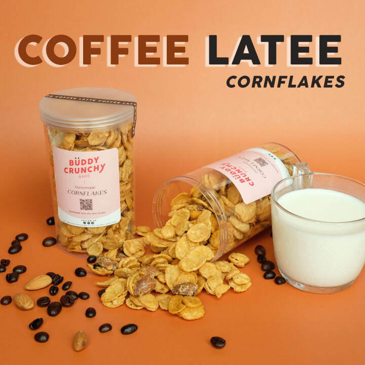 Latte Coffee Cornflakes ลาเต้ กาแฟ คอนเฟรค buddycrunchy.bake | Lazada.co.th