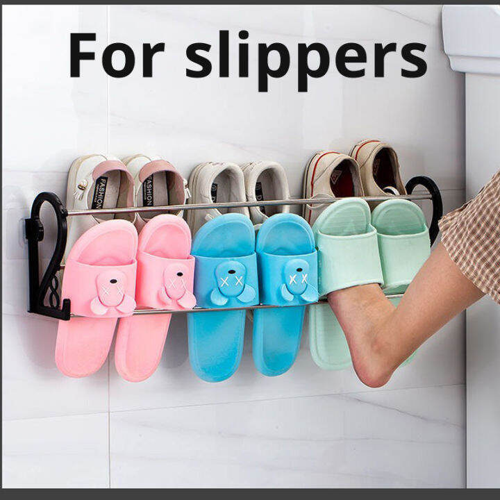 Wall Mounted Slipper Organizer Shoe Rack Slipper Rack Organizer ...
