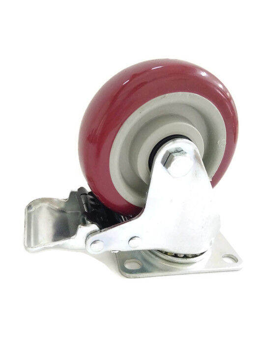 Heavy Duty 4" inch 130kg PU Brake Swivel Fix Castor Wheels Trolley ...