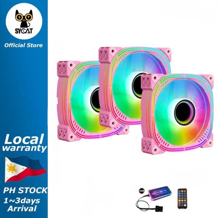 SYCAT S12 RGB FAN Pink 120MM PC Fan RGB Cooling FAN 3 IN ONE KIT LED PC ...