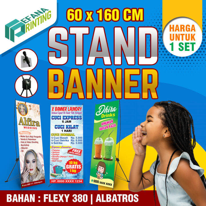 Cetak Standing Banner Model Berdiri (Harga sudah 1 set) | Lazada Indonesia