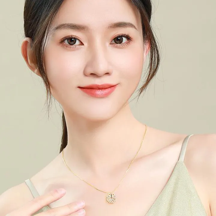 Korean Titanium necklace Golden Heart 18k Diamonds 2 Ways to wear ...