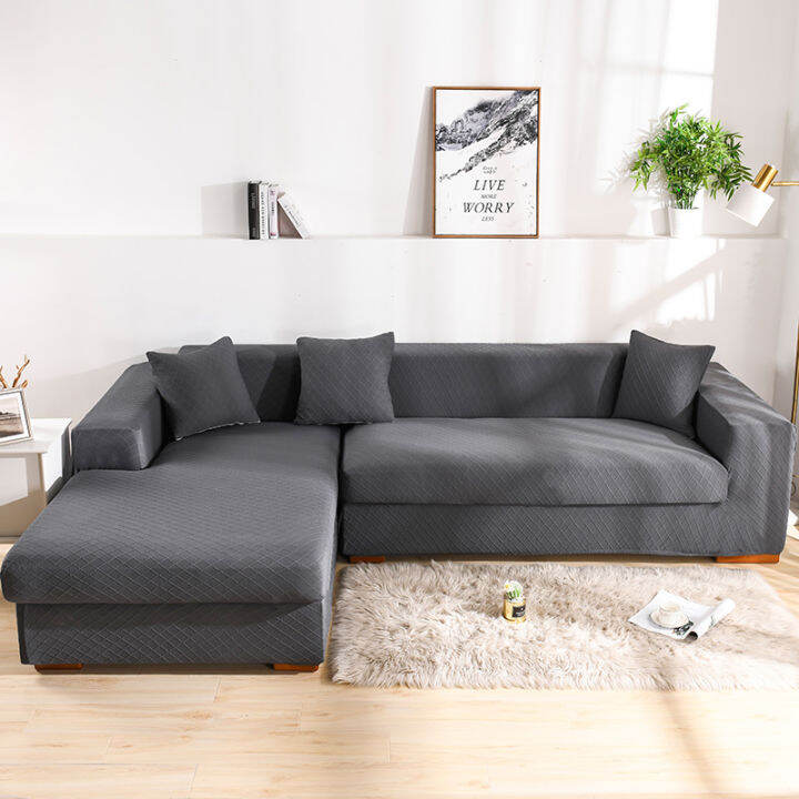 Sala Set L Shape Sofa Cover Set with Footstool Cover Free 2 Pcs ...
