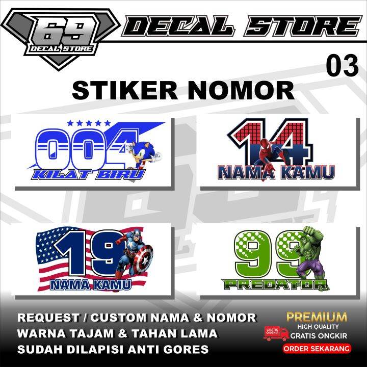 STIKER NOMOR START PRINT CUTTING STICKER CUSTOM REQUEST KEREN DECAL ...