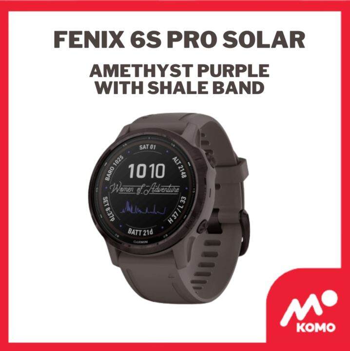 [ผ่อนได้ ไม่บวกเพิ่ม] Garmin Fenix 6S Pro Solar Amethyst Purple with Shale Band เครื่องศูนย์ไทย ...