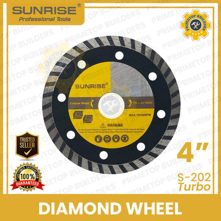 SUNRISE S-202 Diamond Wheel 4" Turbo Black PRIMETOP BUILDERS | Lazada PH