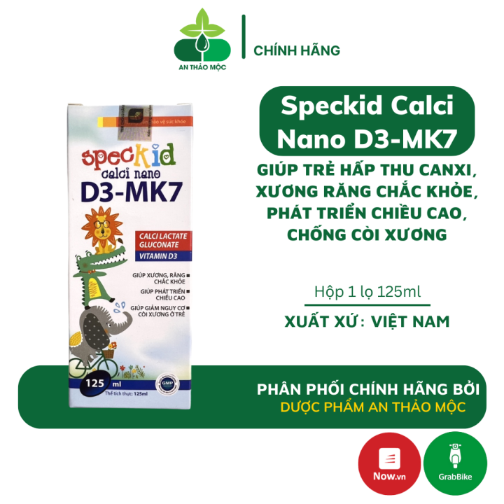 Siro Speckid Calci Nano D3 Mk7 giúp bé hấp thu canxi vào răng xương phát triển chiều cao.Chai ...