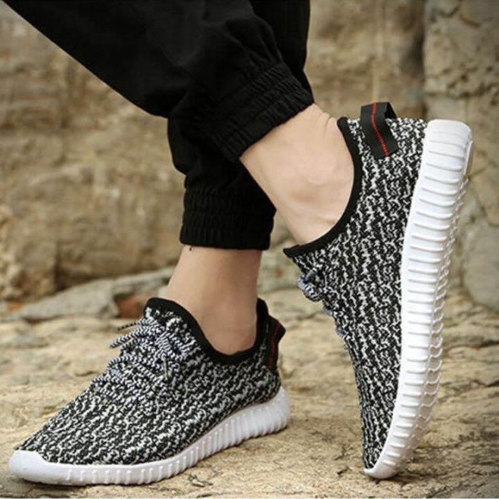 💥sheng miao thailand💥 ส่งเร็ว🚚🚚🚚รองเท้าลำลองแบบ Flying ทอลายขาวดำ ...