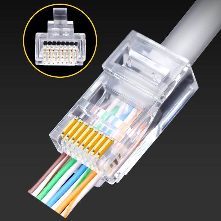 OULLX RJ45 Connector Ethernet Cable Plug Cat6 Cat5 Cat5e RJ45 Jack ...