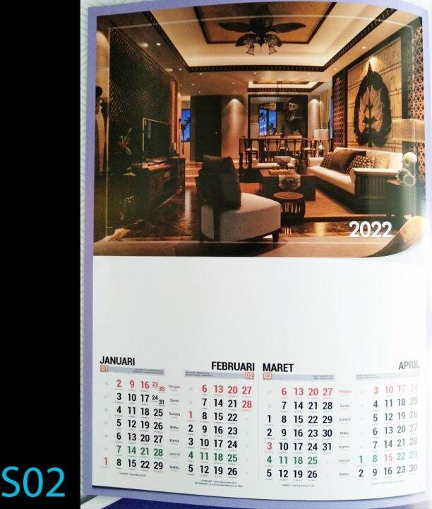 Blangko Kalender Dinding 2022 Desain S02 Interior Untuk diCetak Kop ...