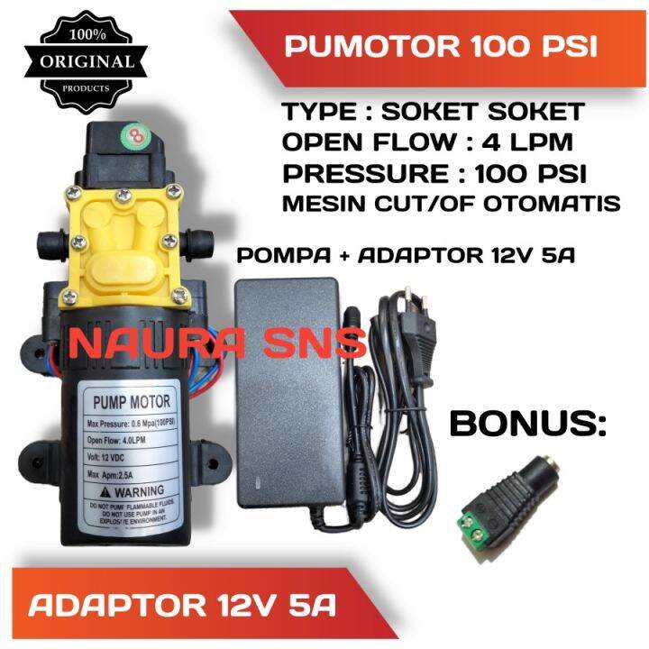 Dinamo Pompa Dc 12v 100Psi 4Lpm Dan Adaptor 12v 5a Full Power / mesin ...