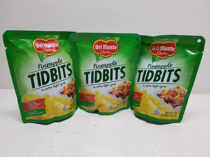 Del Monte Pineapple Tidbits in Extra Light Syrup, Net Weight 115 grams ...