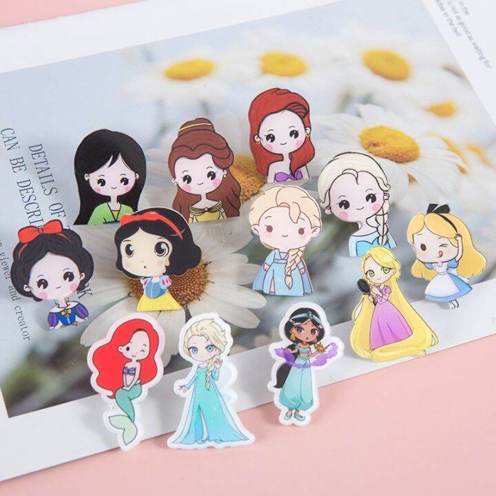 [Ready Stock] Cute Cartoon Brooch Disney Princess Elsa Snow White Belle ...