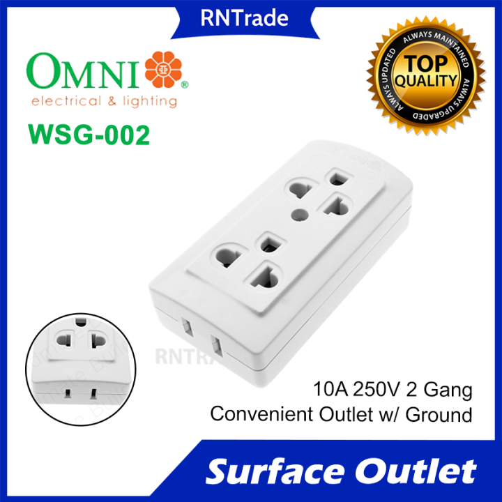 OMNI 2-Gang Surface Convenience Outlet with Ground WSG-002 WSG002 WSG ...