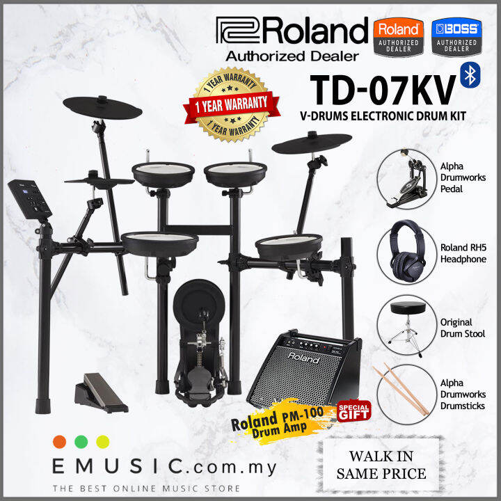 Roland TD-07KV V-Drums Electronic Drum Kit Digital Drum Premium Package ...