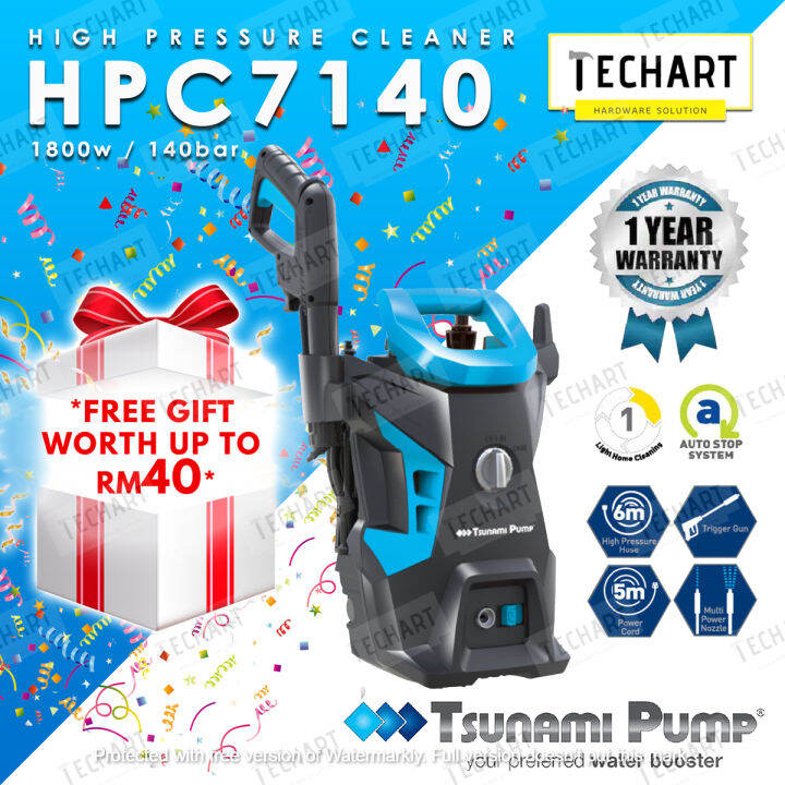 Techartz | Tsunami Pump HPC7140 (1800W) Home Cleaning High Pressure Cleaner Water Jet with ...