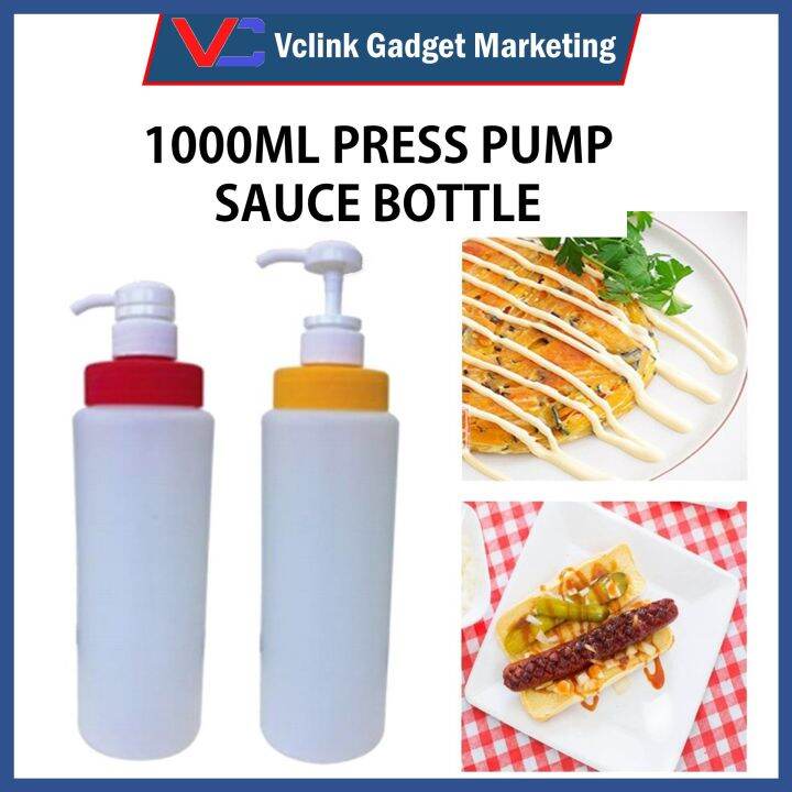 "PREMIUM QUALITY" Sauce Bottle 1000ml with Pump / Sauce Dispenser with Pump / Sos Botol pump ...