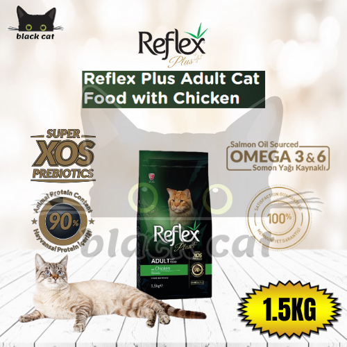 REFLEX PLUS ADULT CHICKEN CAT FOOD 1.5KG MAKANAN KUCING BERKHASIAT | Lazada