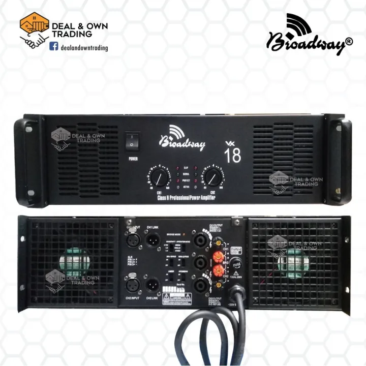 Broadway VX-18 1250Wx2 8 Ohms 1800Wx2 4 Ohms Powered Amplifier | Lazada PH