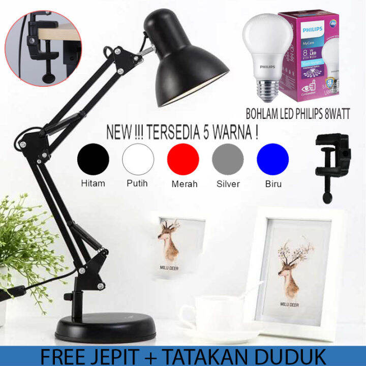 COD KAP LAMPU BELAJAR MODEL ARSITEK DESK LAMP DUDUK JEPIT E27 | Lazada ...
