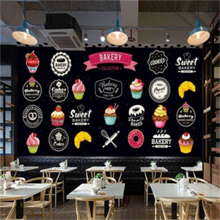 Custom Bakery Cupcake Wall Paper Bakery Bread Store Snack Bar Mural ...