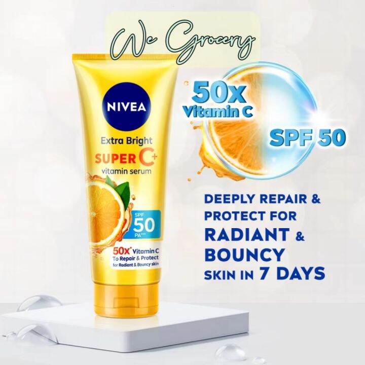 NIVEA Body Extra Bright Super C+ SPF50 Vitamin Serum Body Lotion 50x ...