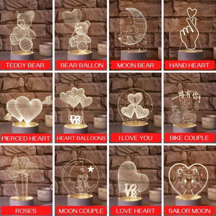 ANIMALS Design Acrylic 3D Illusion LED Night Lamp | Lazada PH