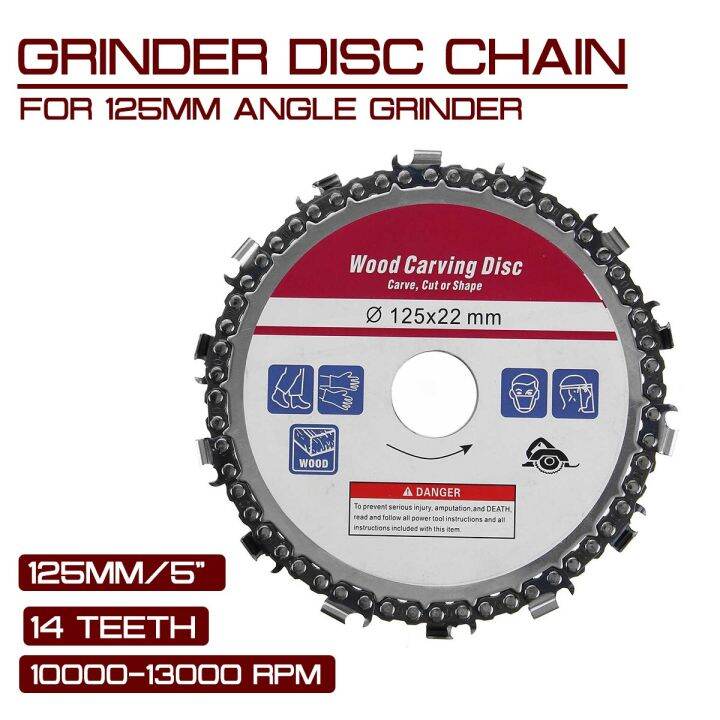 Upgrade 5 Inch Grinder Disc and Chain 14 Tooth Fine Abrasive Cut Chain ...