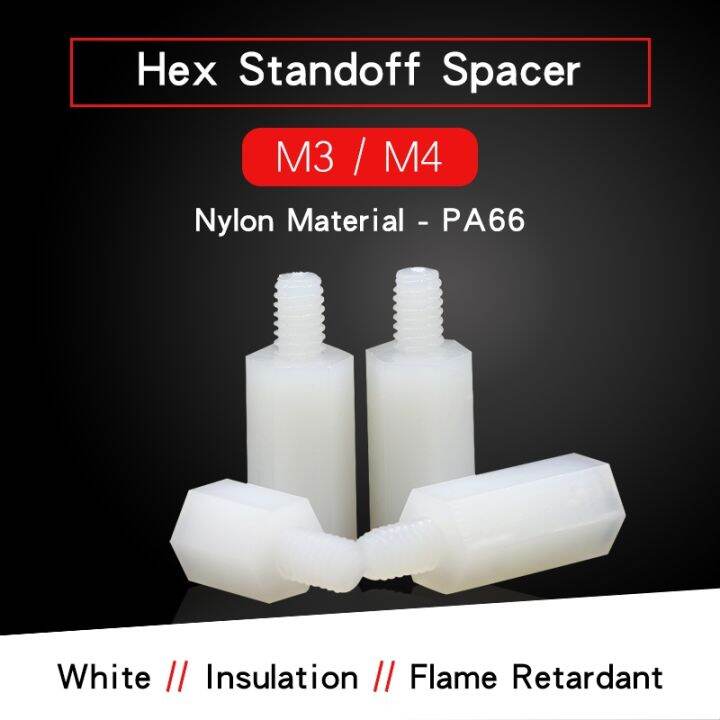 20 25 PCS Hex Nylon Standoff Spacer Screw M3 M4 Thread Length 6 mm ...