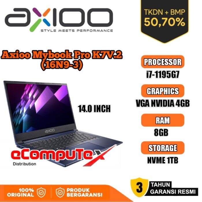 AXIOO MYBOOK PRO K7V.2 (16N9-3) i7 16GB 1TB 14"FHD TKDN GARANSI RESMI | Lazada Indonesia